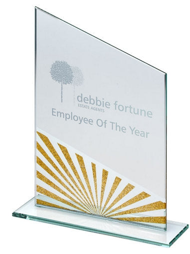 "Dingwall" Jade Glass Award with Gold Glitter Stripes. Thickness 5mm ...