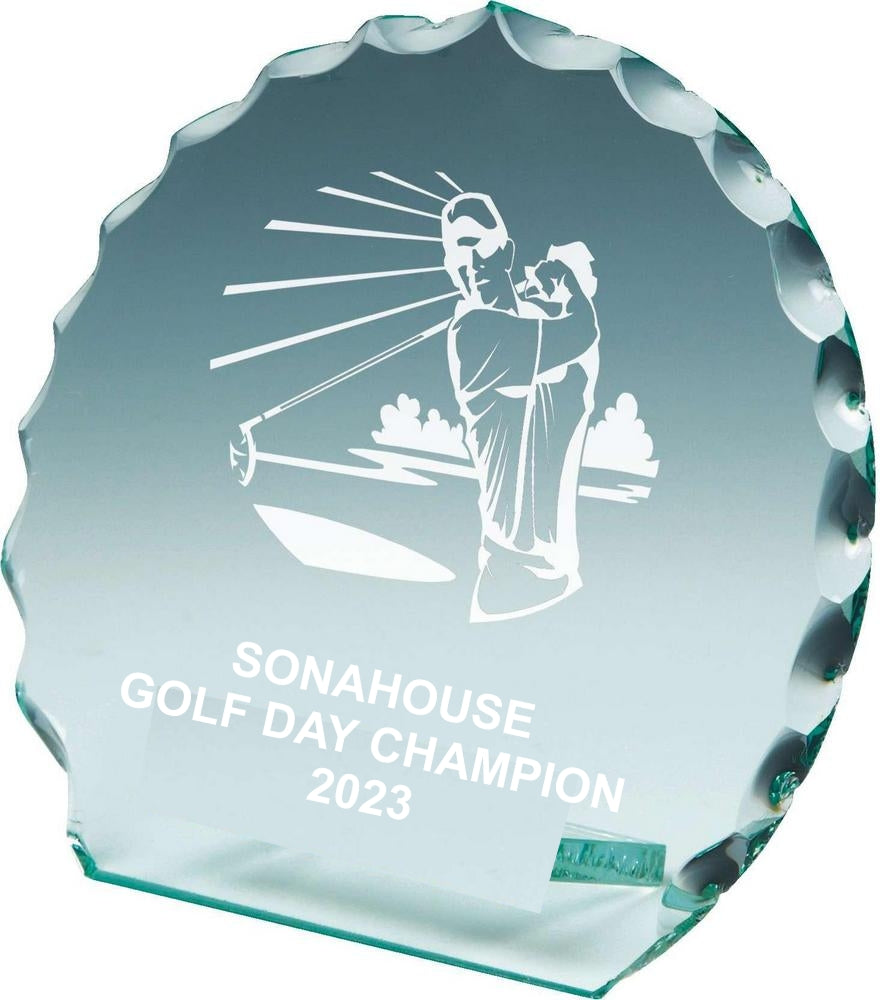 "Aster" Jade Glass Round Award. Thickness 5mm. Supplied in Plain Box ...